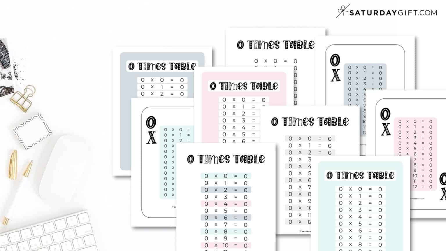 0 Times Table Chart - 10 Cute & Free Printables | SaturdayGift