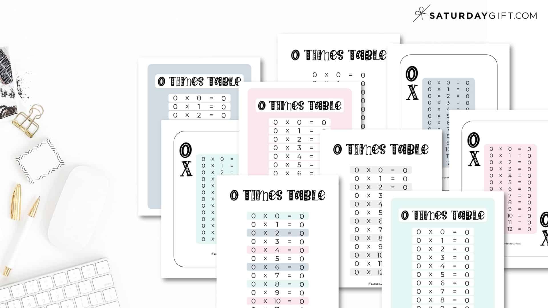 0 Times Table Chart - 10 Cute & Free Printables | SaturdayGift
