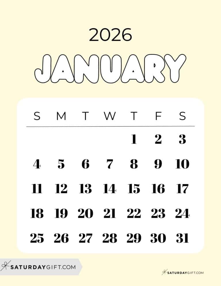 Colorful Calendar 2026 - Adorable Free Printables