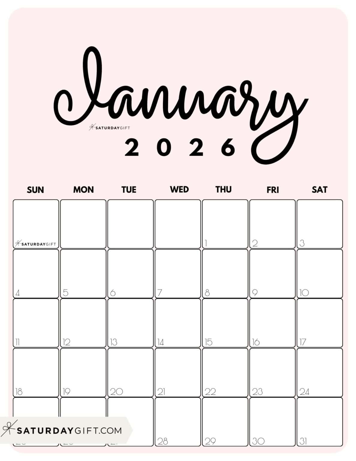 Pretty Pastel Calendars 2026 - Cute Free Printables