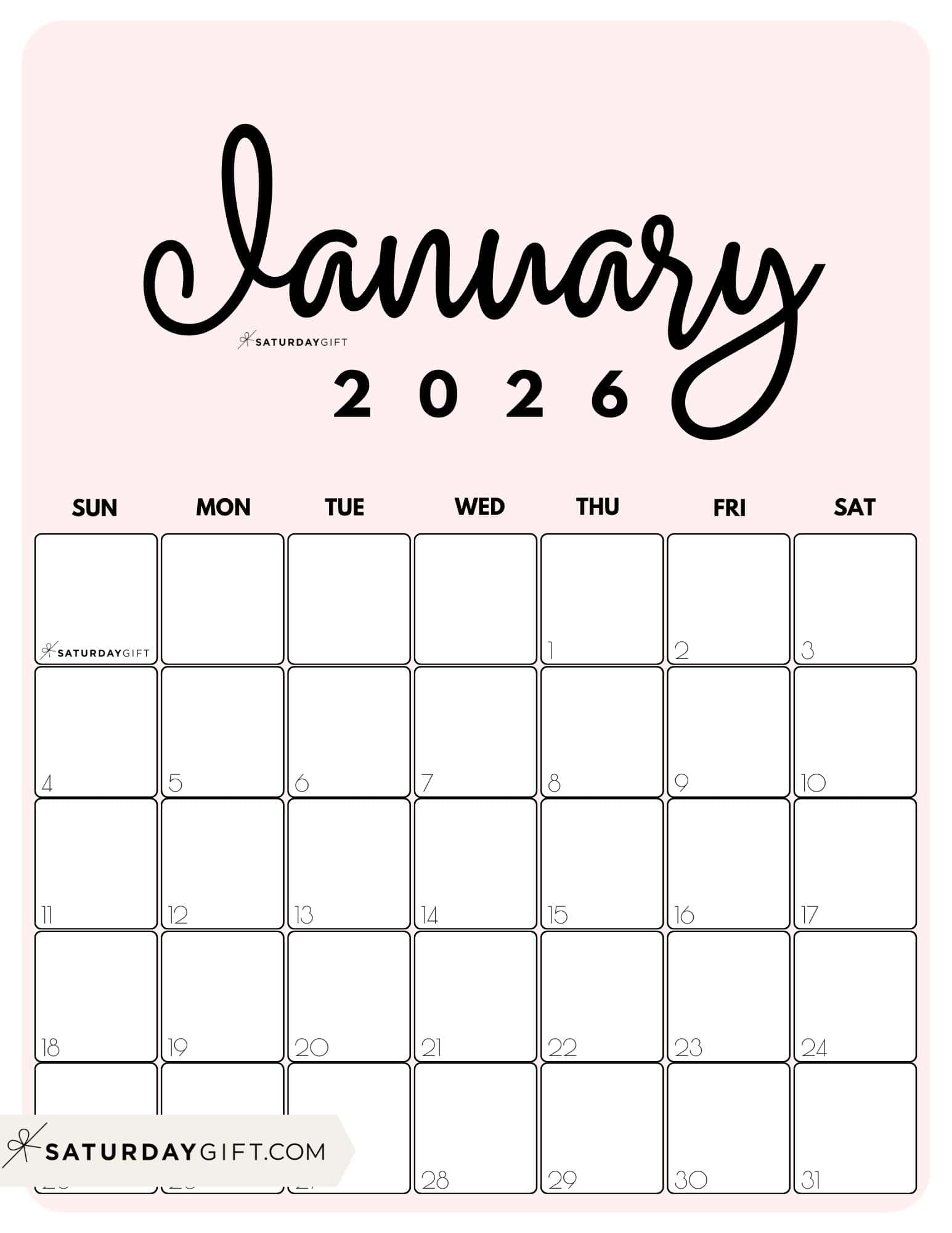 Pretty Pastel Calendars 2026 - Cute Free Printables