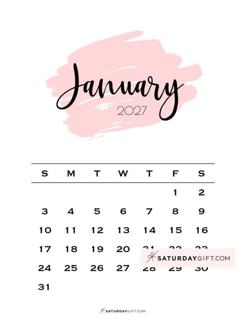 Printable Pink Calendars 2027 - Perfect for Home Office