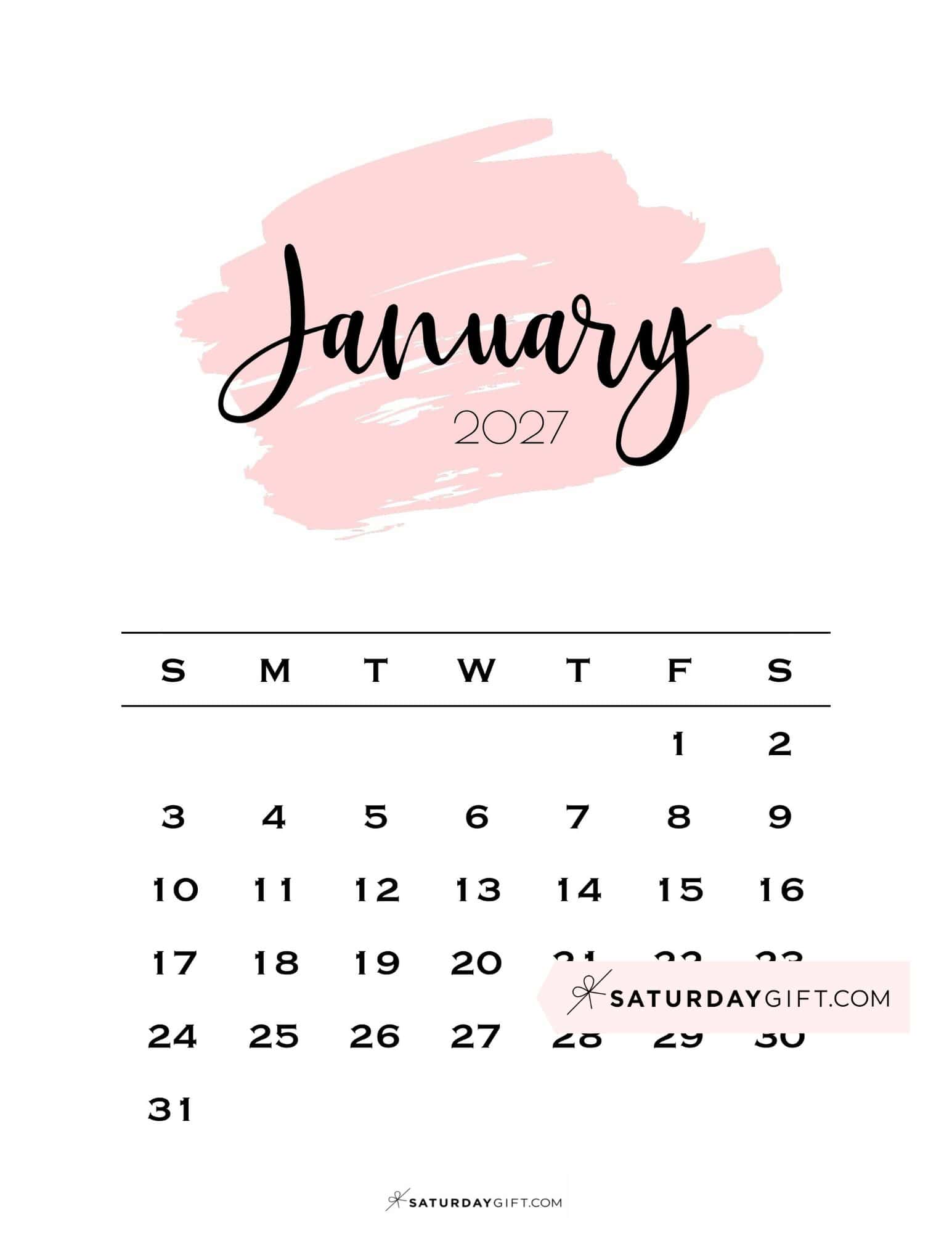 Printable Pink Calendars 2027 - Perfect for Home Office