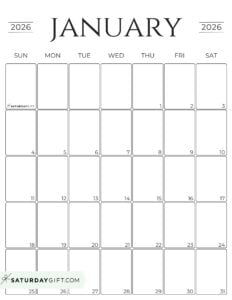 Simple Calendar 2026 - Free Printable Vertical Calendars