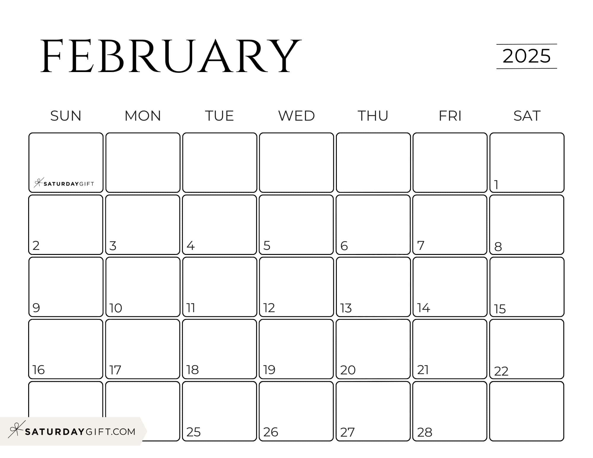 Minimalist Calendar Template 2025 - Free Printable Landscape Calendar