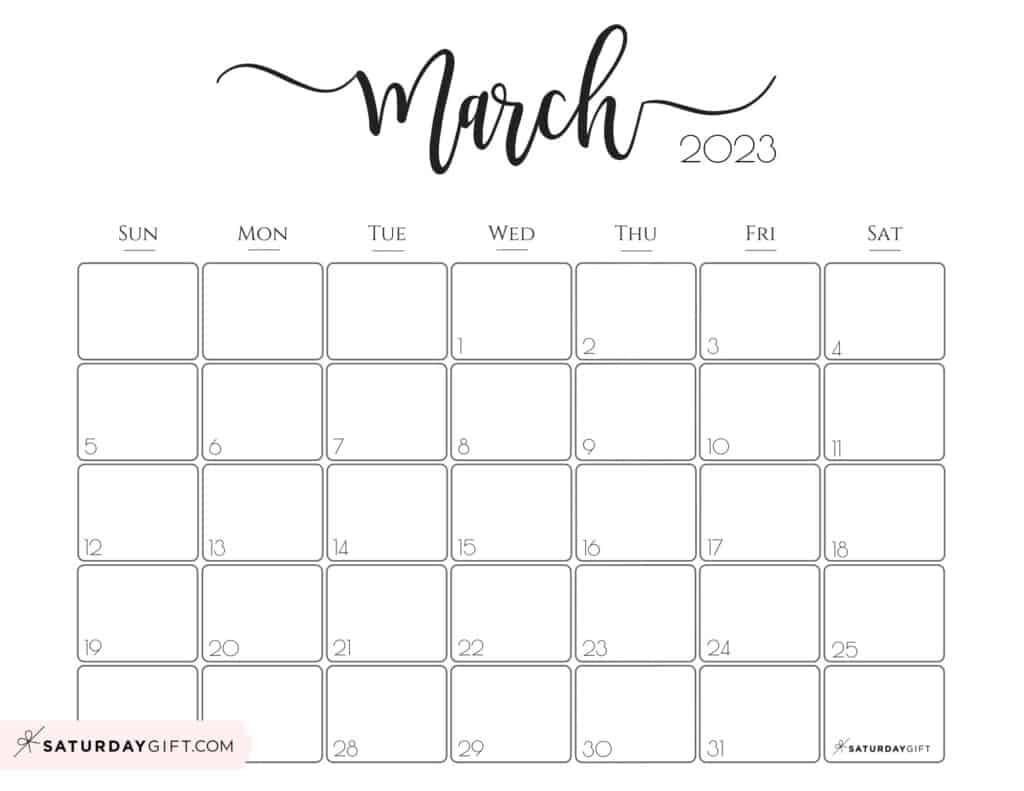 March 2023 Calendar 9 Cute FREE Printables SaturdayGift