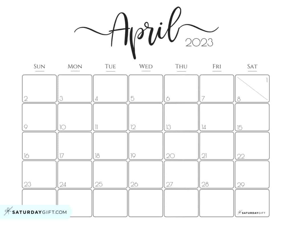 April 2023 Calendar 9 Cute FREE Printables SaturdayGift