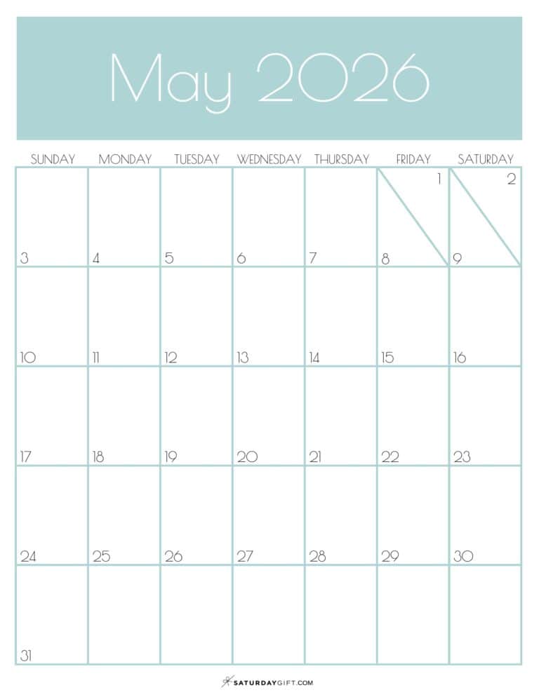 May 2026 Calendar - 23 Cute & Free Printables