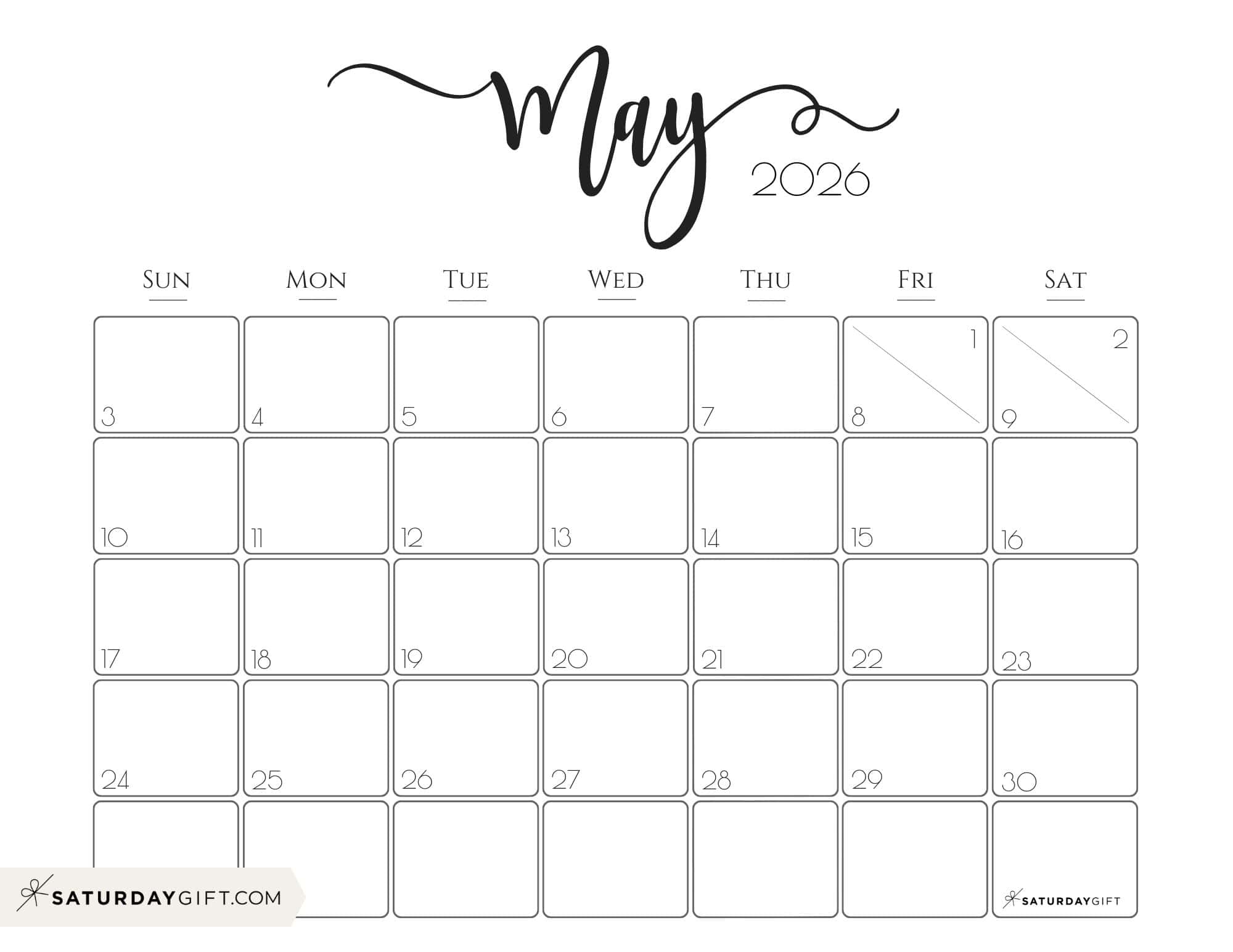 Elegant Printable Calendar 2026 By Saturdaygift Readers Favorite