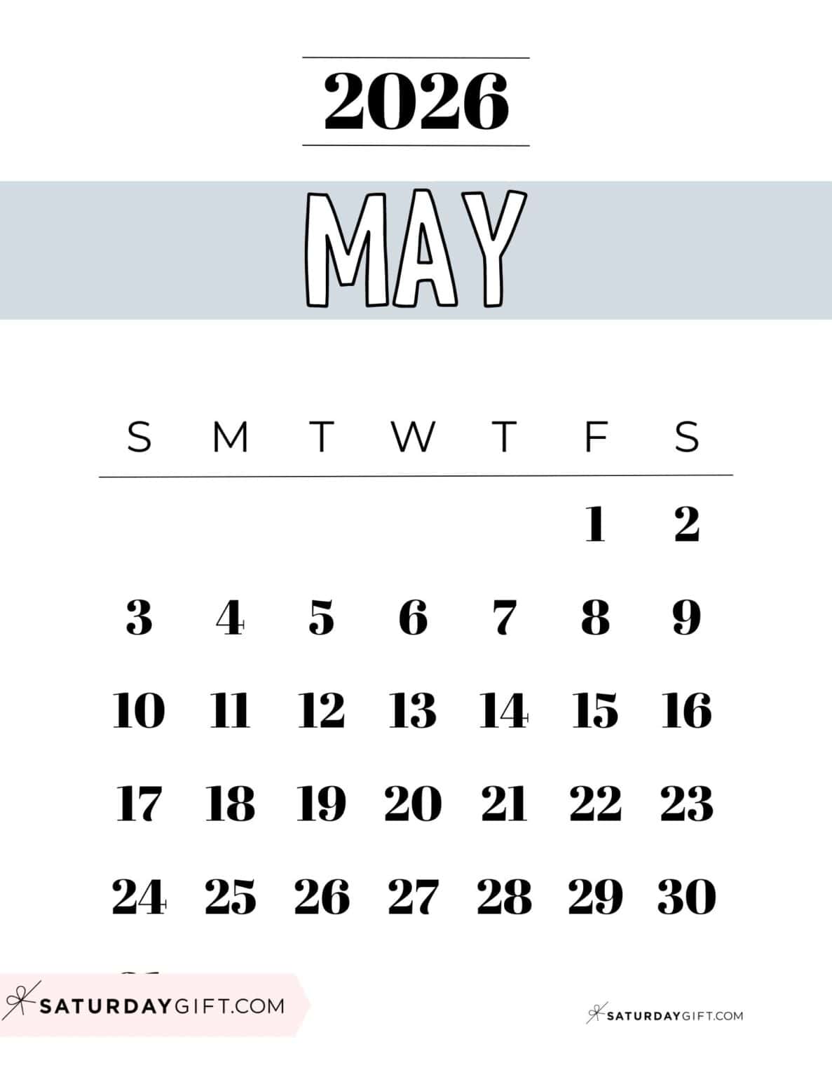May 2026 Calendar - 23 Cute & Free Printables