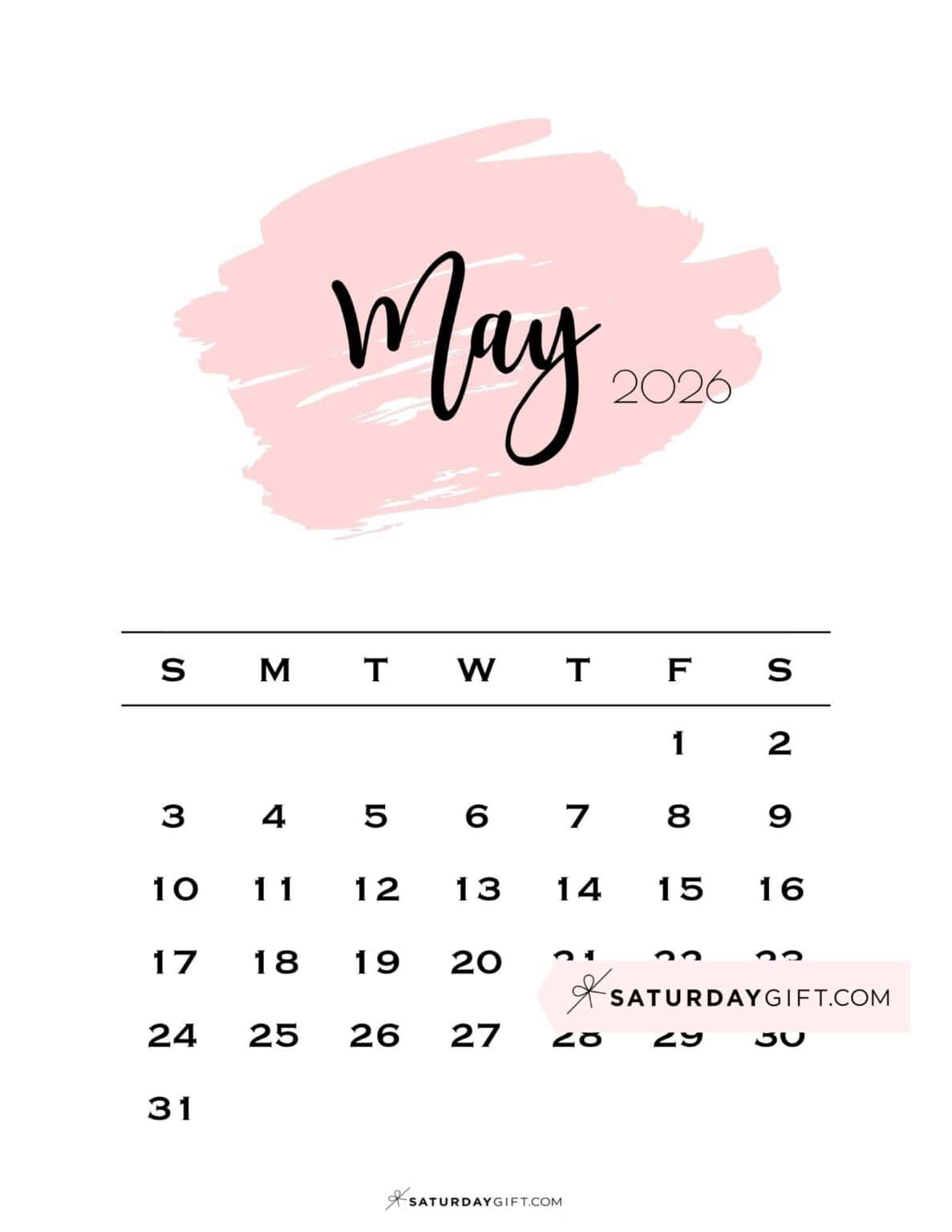 May 2026 Calendar - 23 Cute & Free Printables