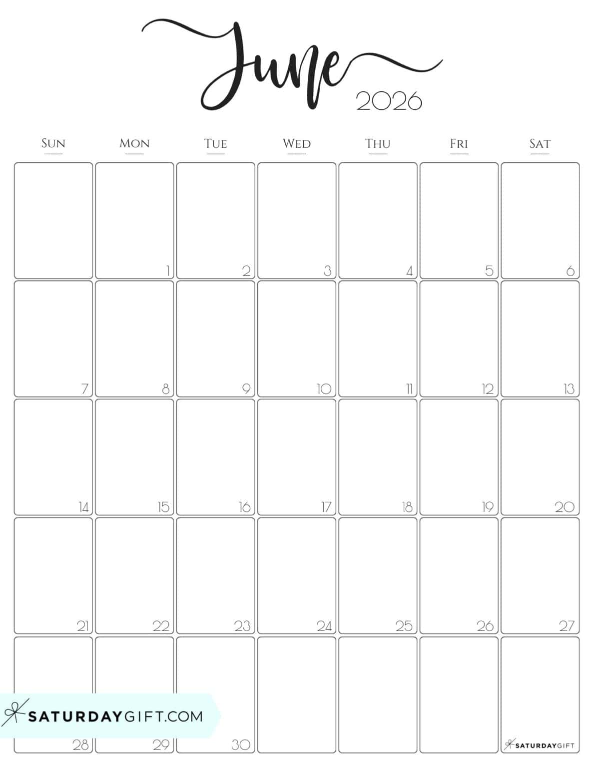 June 2026 Calendars - 23 Cute & FREE Printables