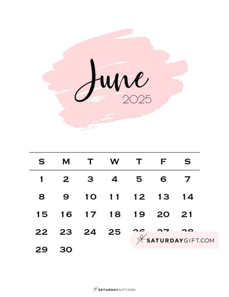 Pink Calendar 2025 - Cute & Free Printables | SaturdayGift