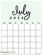 July 2024 Calendar - 20 Cute & FREE Printables | SaturdayGift