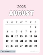 August 2025 Calendars - 23 Cute Free Printable PDFs | SaturdayGift