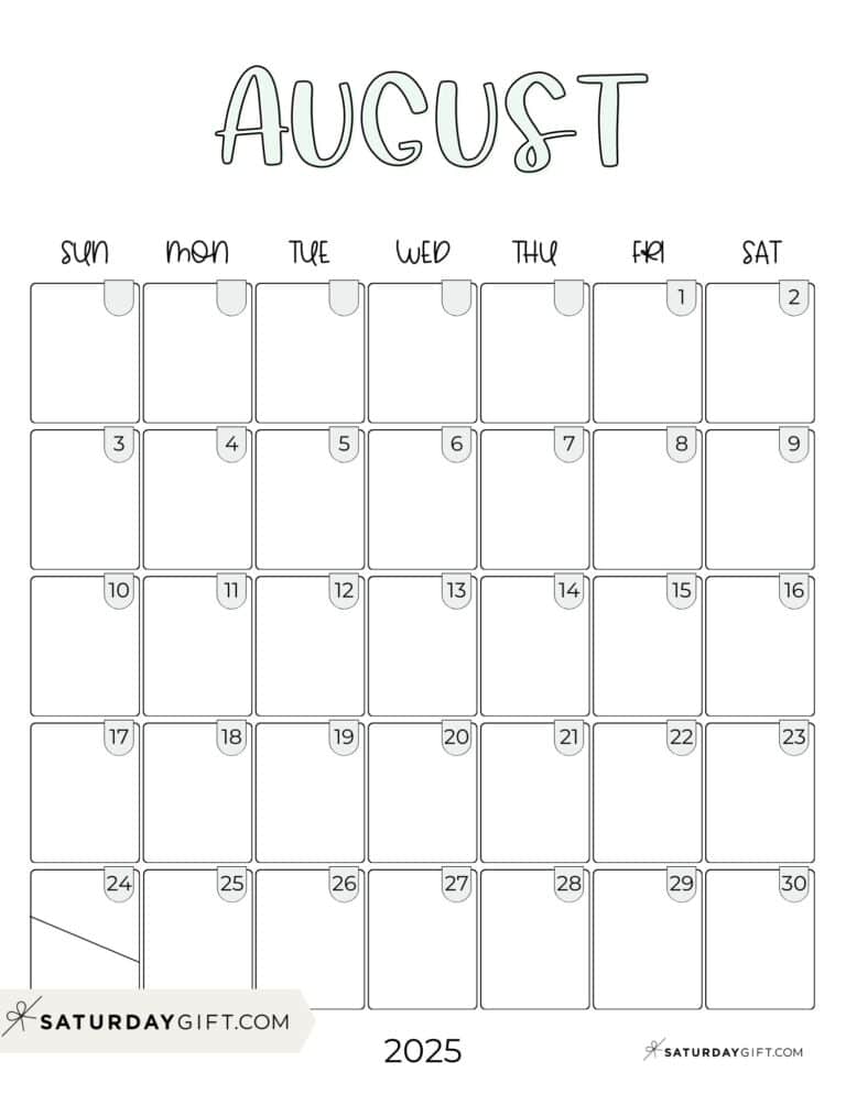 Cute Calendar Template 2025 - Free Aesthetic Printables