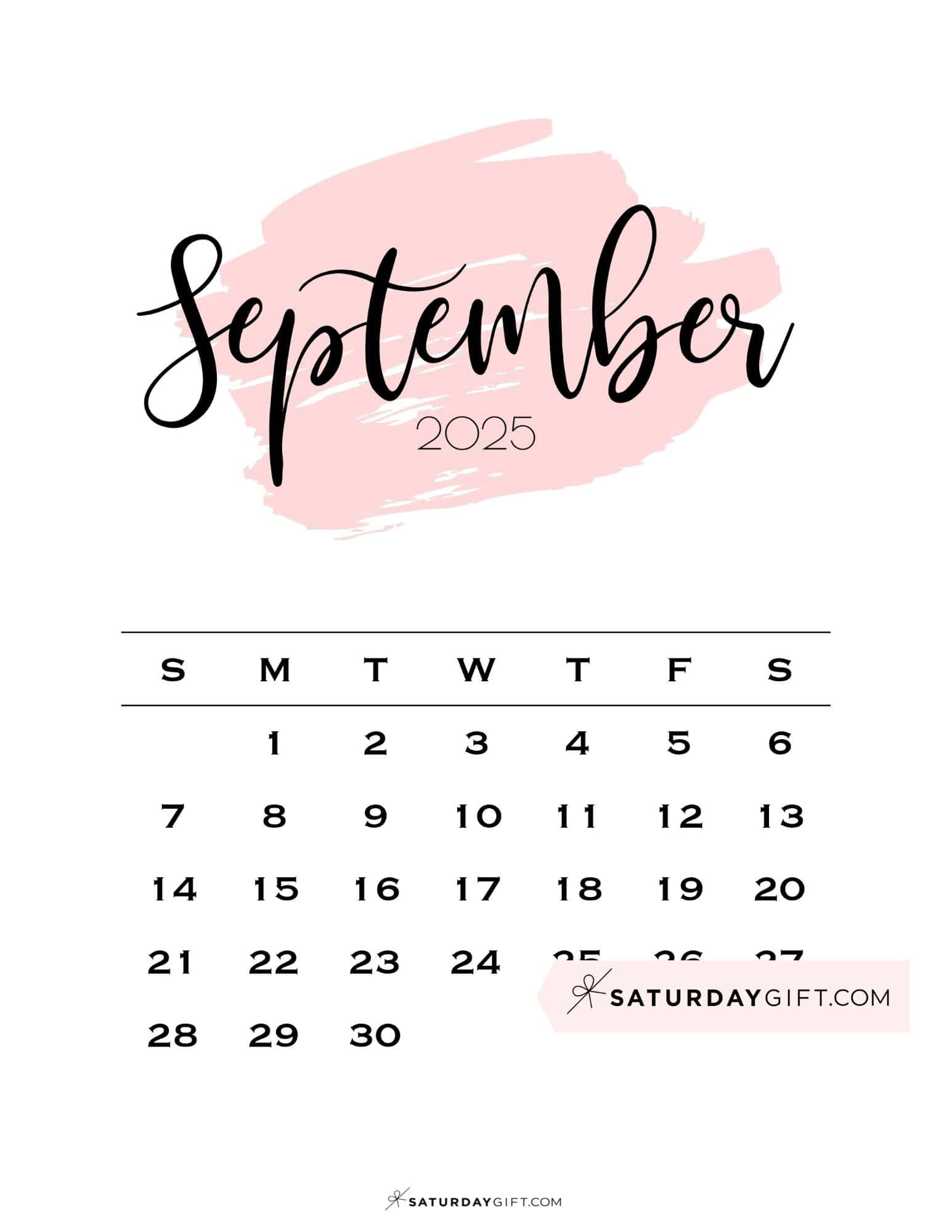 Pink Calendar 2025 - Cute & Free Printables | SaturdayGift