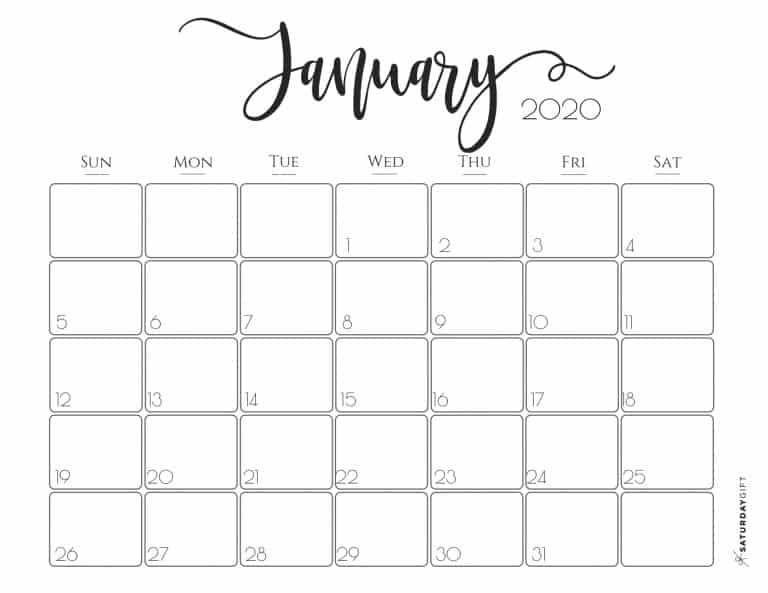 2020 Calendar – Free Printable Monthly Calendars (PDF)