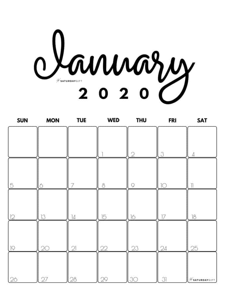 2020 Calendar – Free Printable Monthly Calendars (PDF)