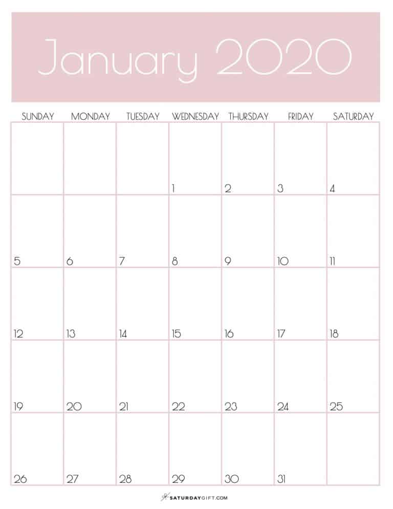 2020 Calendar – Free Printable Monthly Calendars (PDF)
