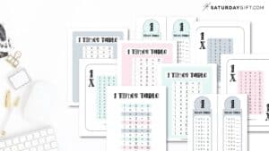 1 Times Table Chart - 15 Cute & Free Printables | SaturdayGift
