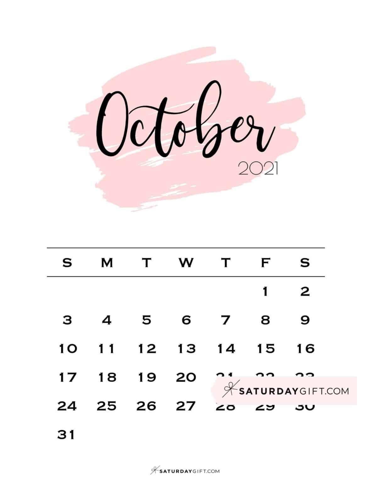 Cute (& Free!) Printable October 2021 Calendar | | SaturdayGift