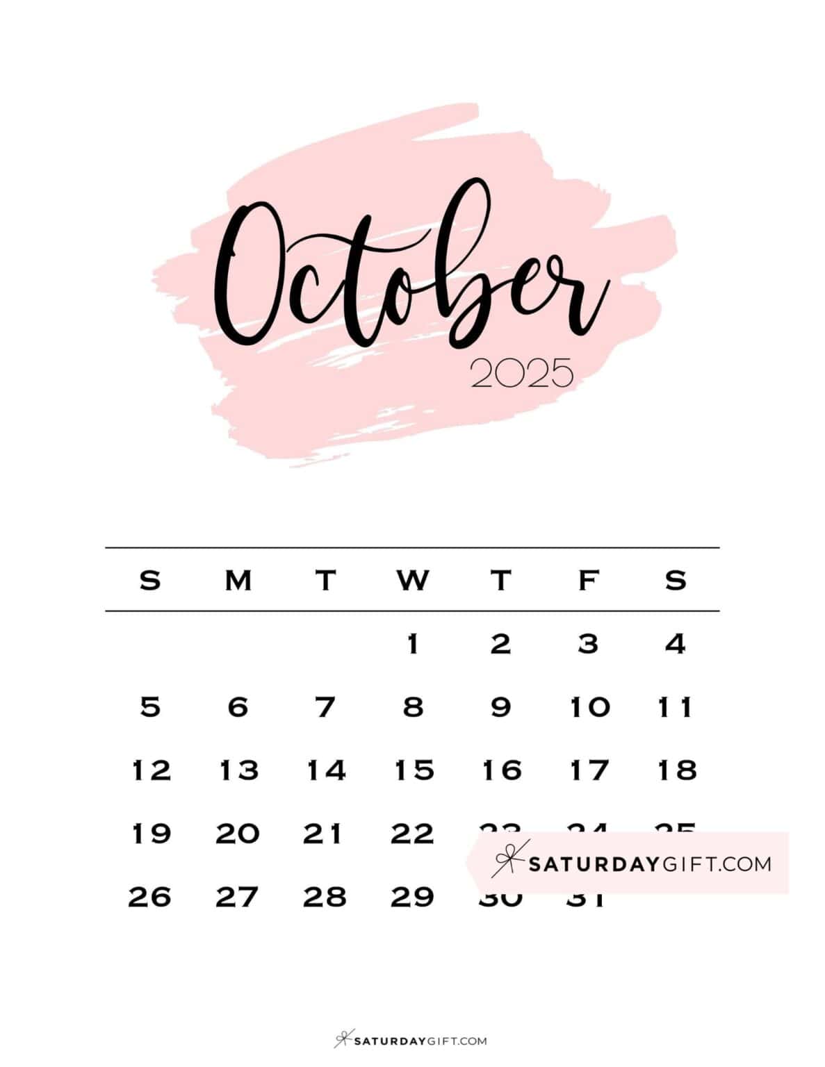 Pink Calendar 2025 - Cute & Free Printables | SaturdayGift