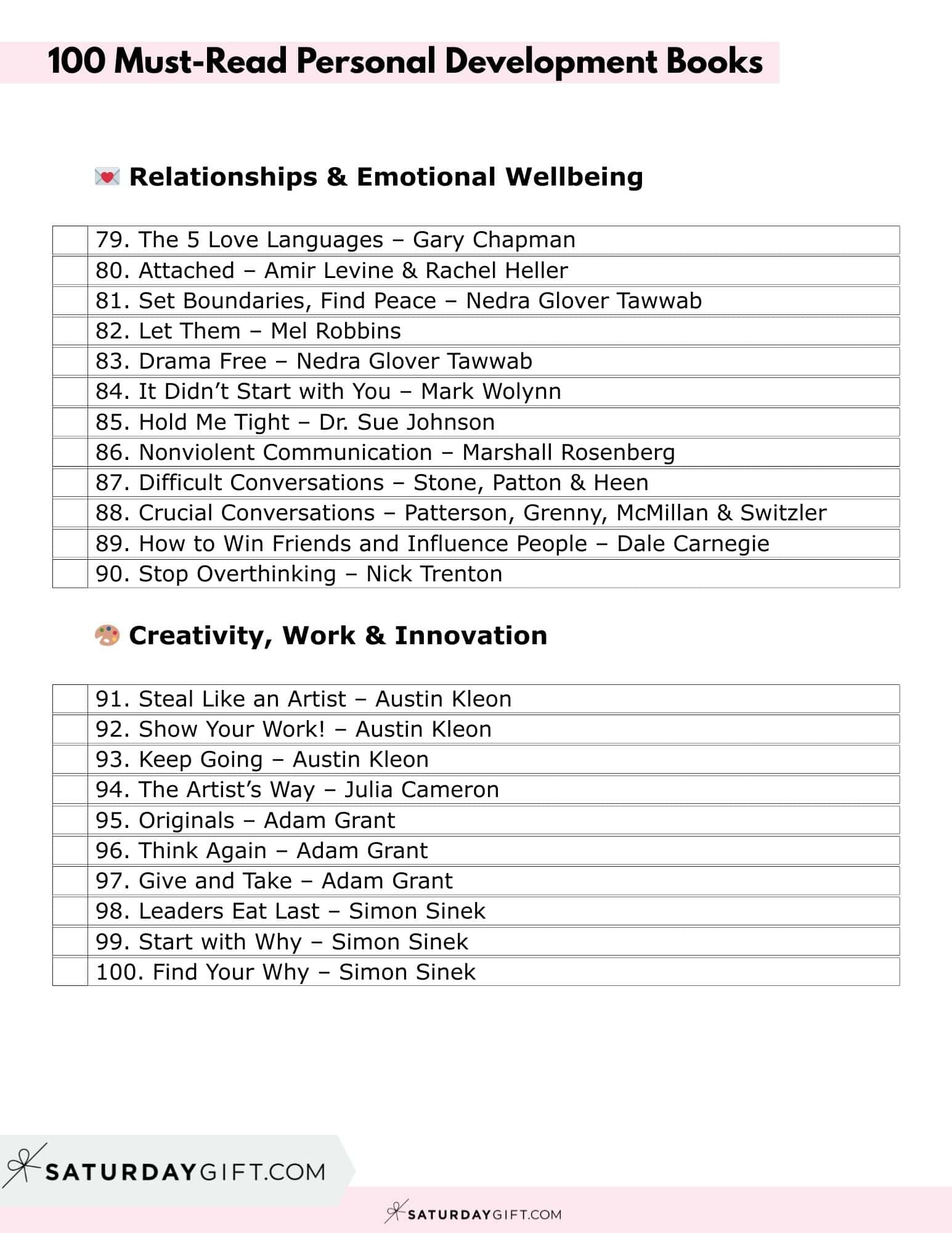 100 Best Books To Read for Personal Development + Printable List