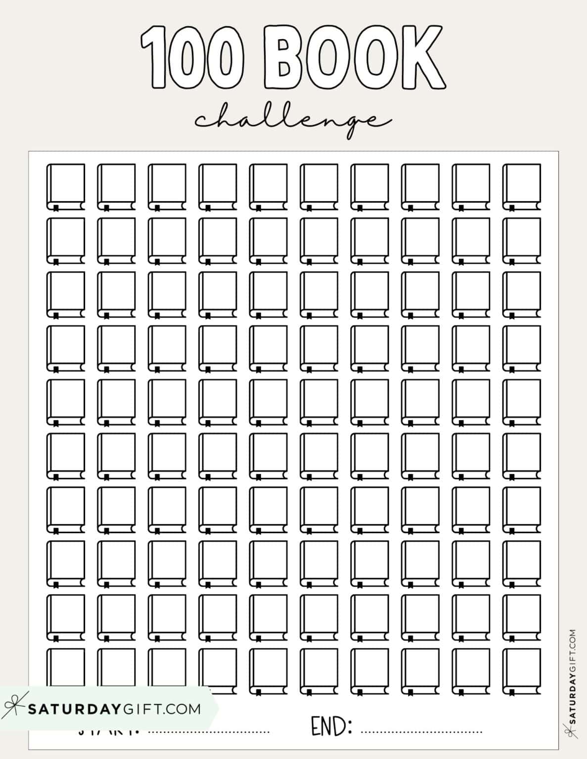 100 Book Challenge Template - 34 Free printables | SaturdayGift