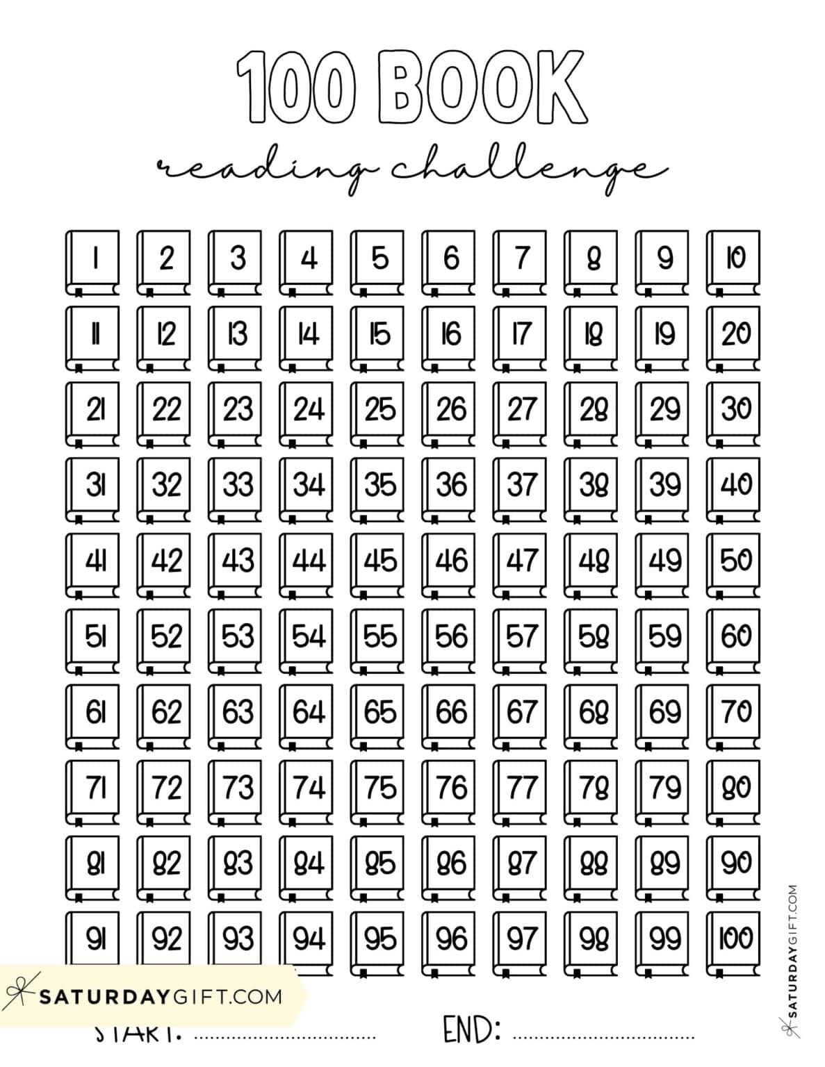 100 Book Challenge Template - 34 Free printables | SaturdayGift