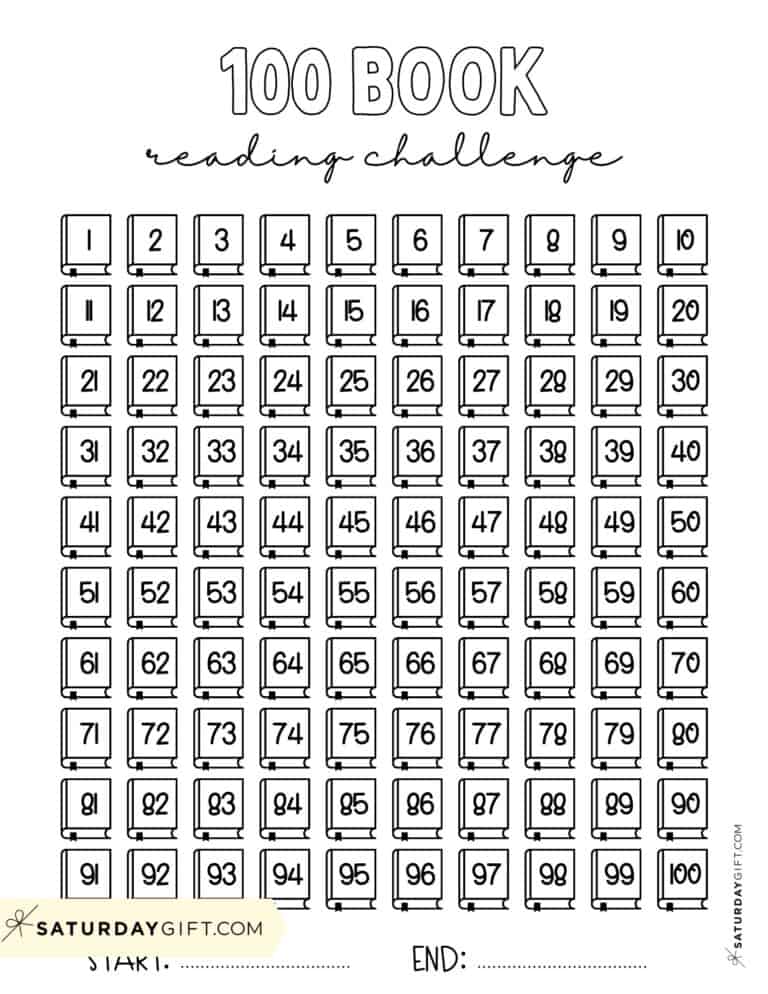 100 Book Challenge Template - 34 Free printables | SaturdayGift