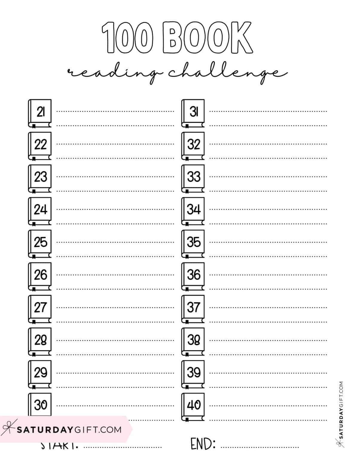 100 Book Challenge Template - 34 Free printables | SaturdayGift