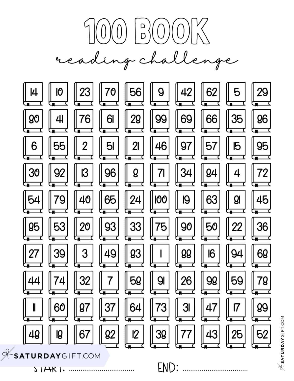 100 Book Challenge Template - 34 Free printables | SaturdayGift