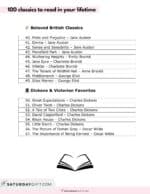 100 Classics To Read In Your Lifetime + Printable List