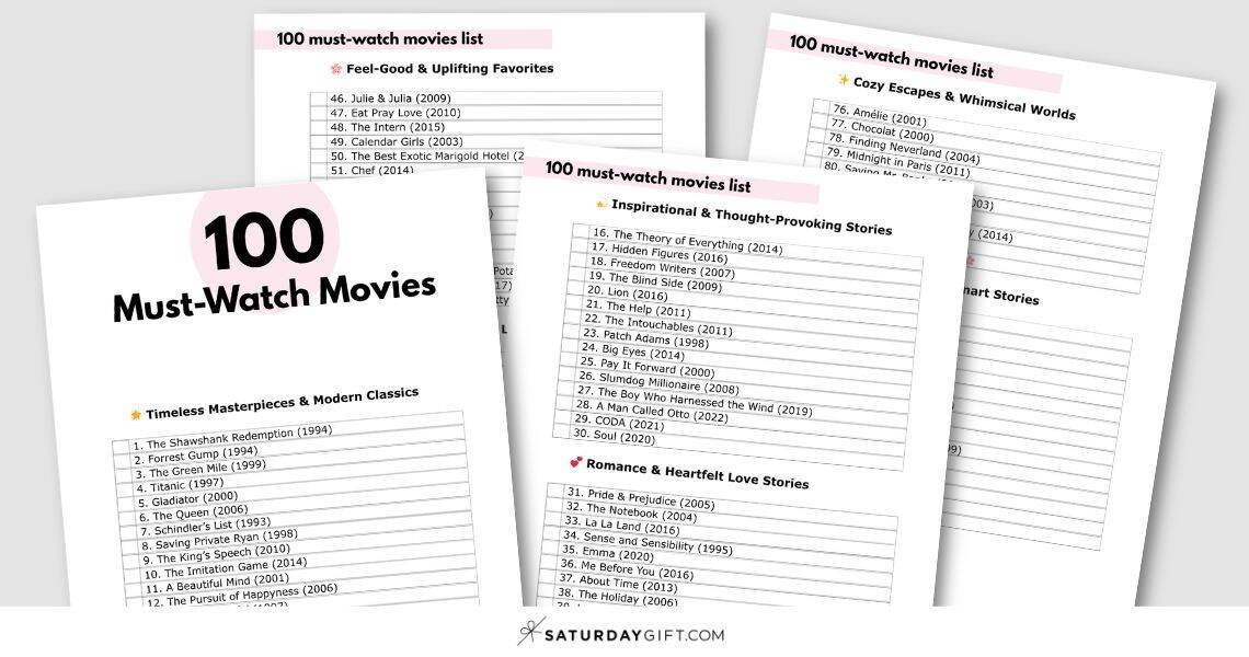 100 Movies Worth Every Minute (+Free Printable List)