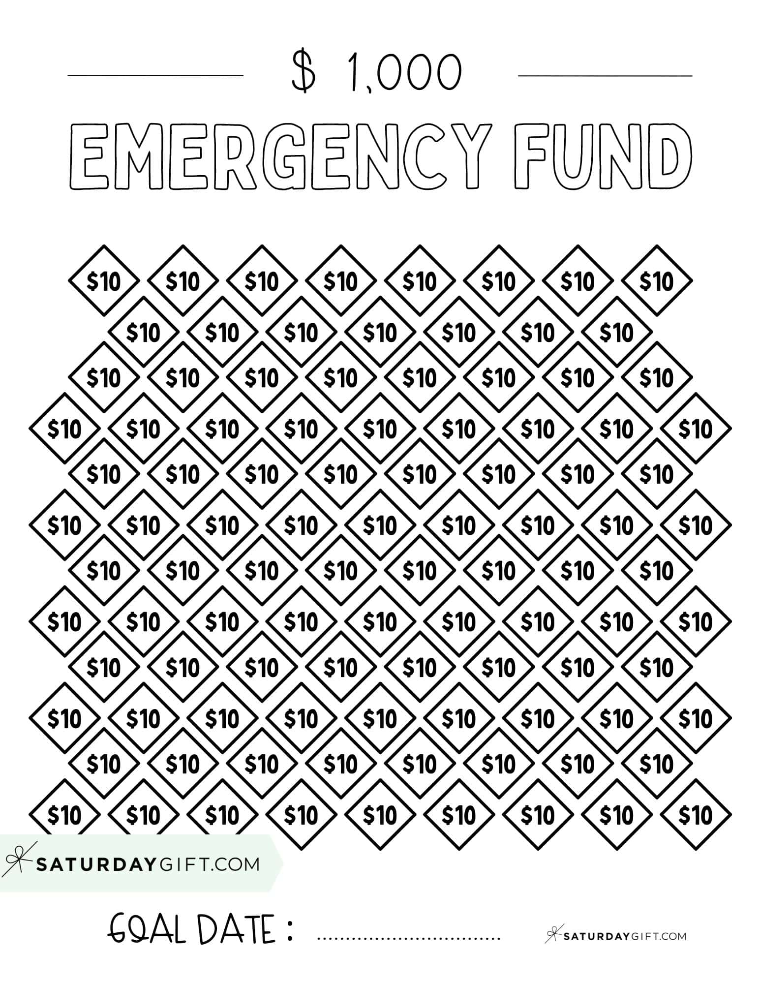 25 Cute & Free Emergency Fund Tracker Printable Templates | SaturdayGift