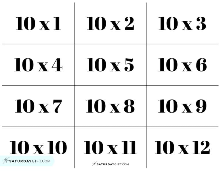 Free Printable Multiplication Flash Cards | SaturdayGift
