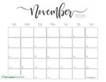 November Calendar - Cute (&Free) Printable November 2022 Calendars
