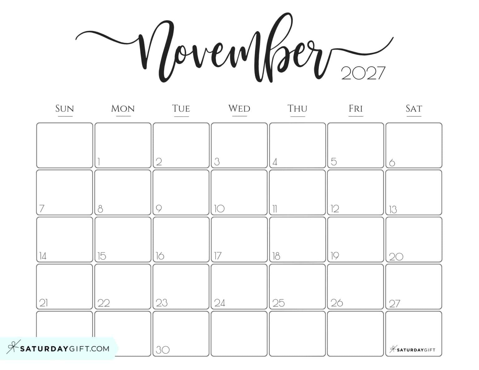 Elegant Free Printable Monthly Calendar 2027