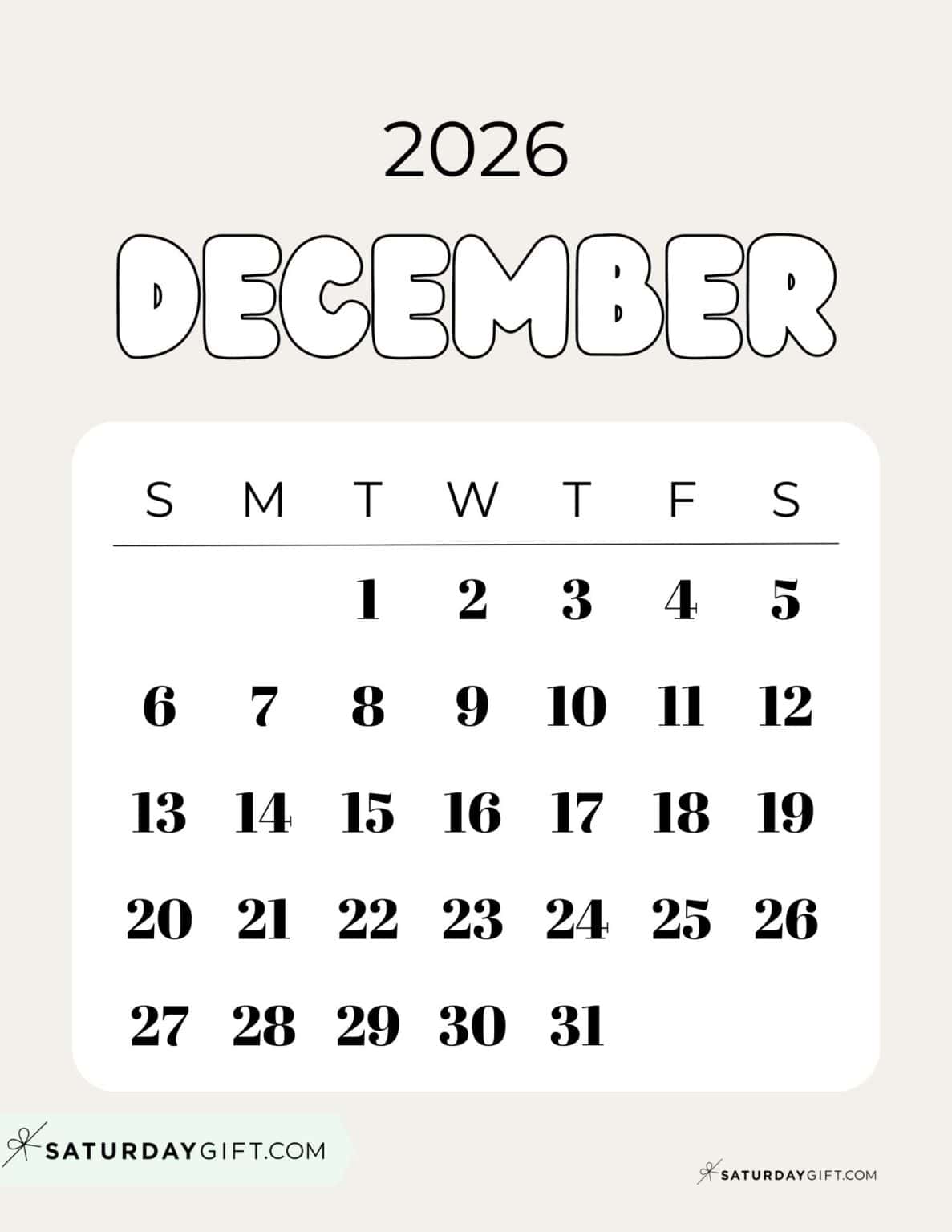 Colorful Calendar 2026 - Adorable Free Printables