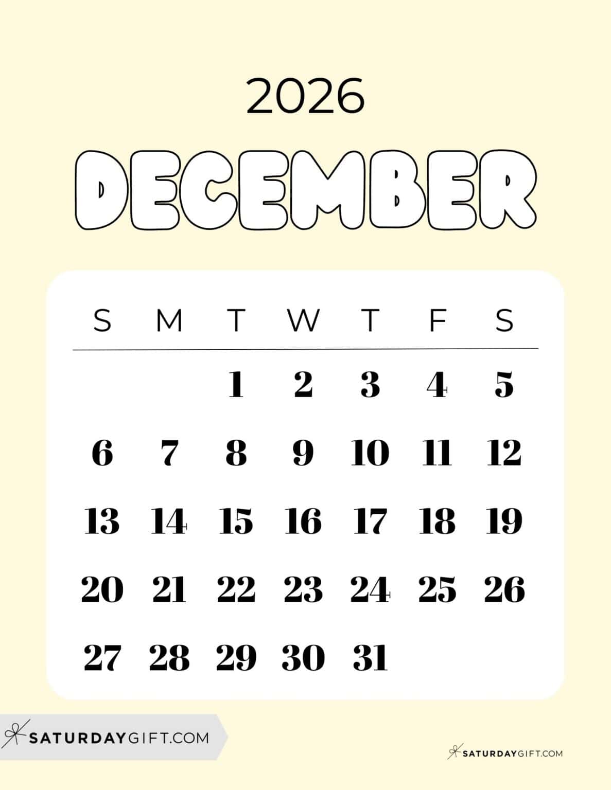 Colorful Calendar 2026 - Adorable Free Printables