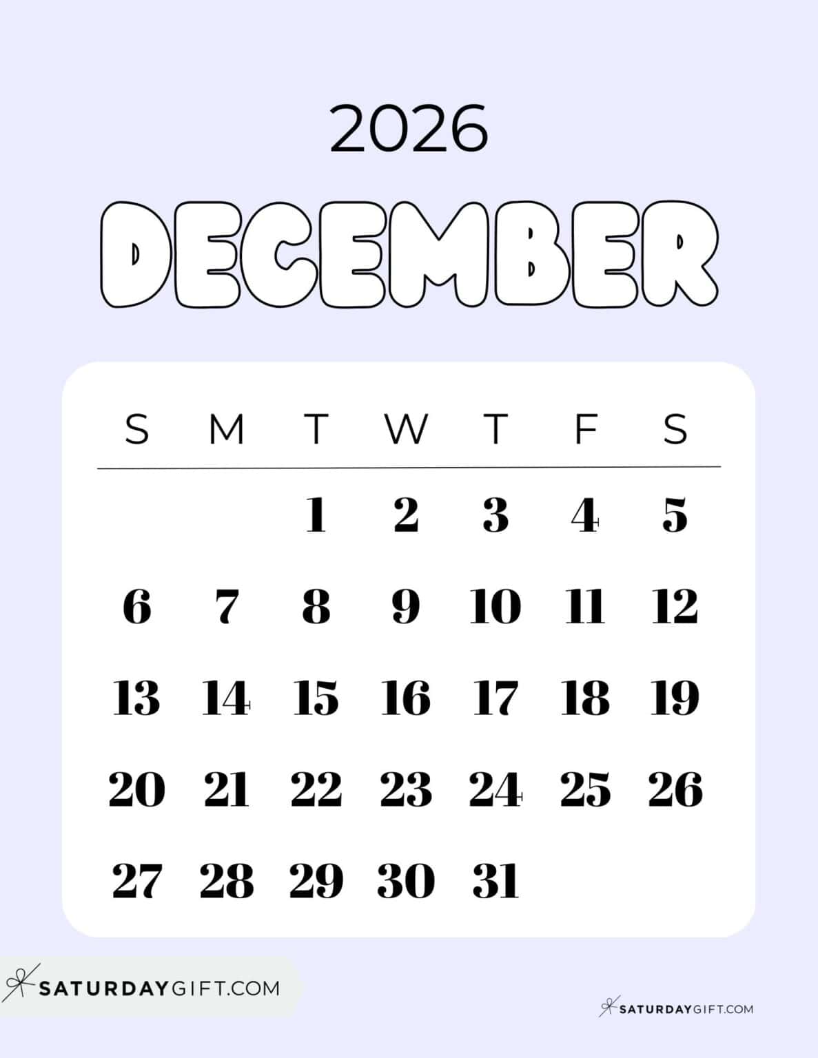 Colorful Calendar 2026 - Adorable Free Printables