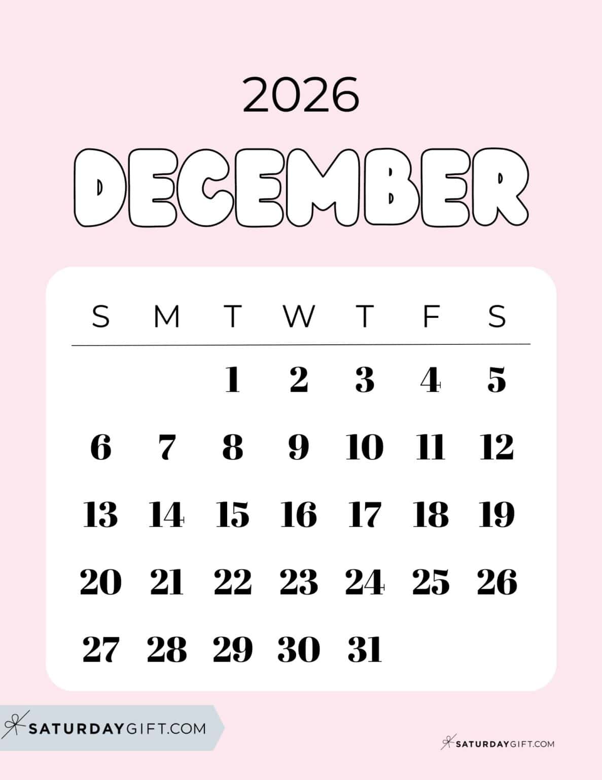 Colorful Calendar 2026 - Adorable Free Printables