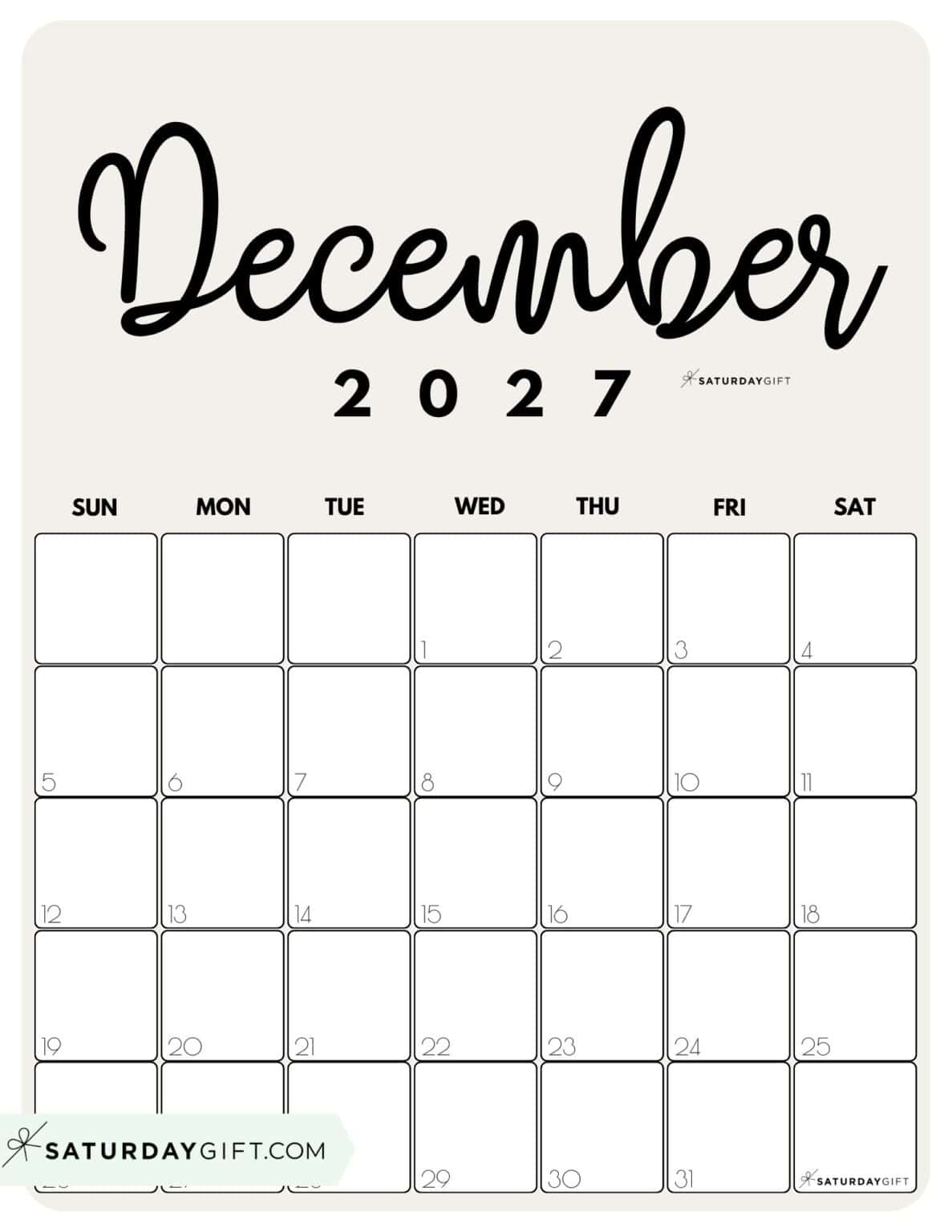 Pretty Pastel Calendars 2027 - Cute Free Printables