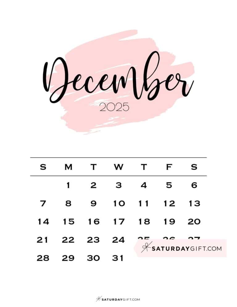 Pink Calendar 2025 - Cute & Free Printables | SaturdayGift