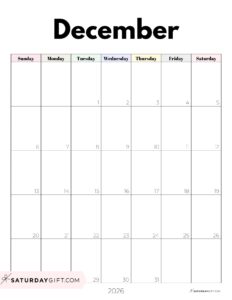 Pastel Monthly Calendar 2026 - Cute Free Printables