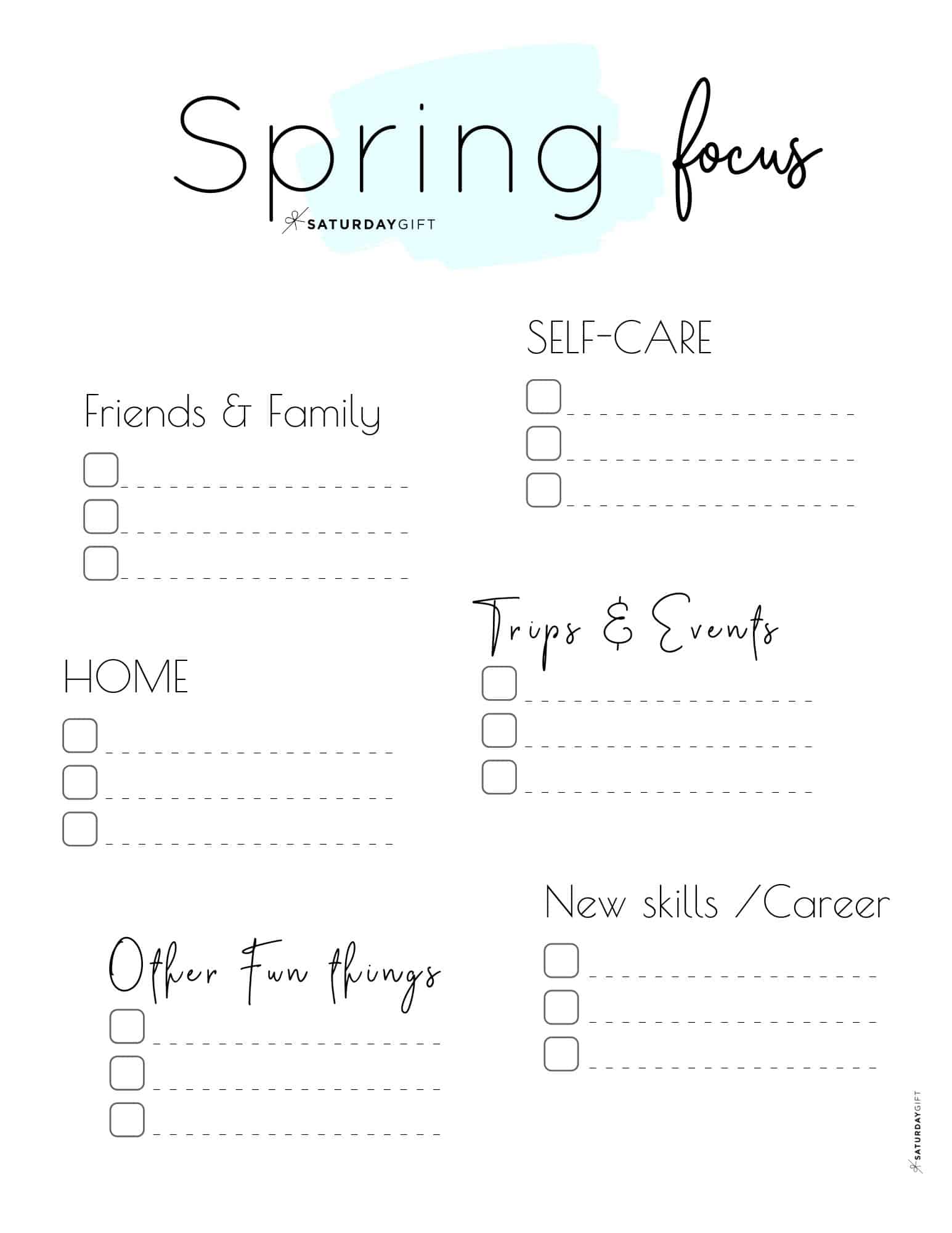 Write down your spring plans and goals and stay focused (free printable)