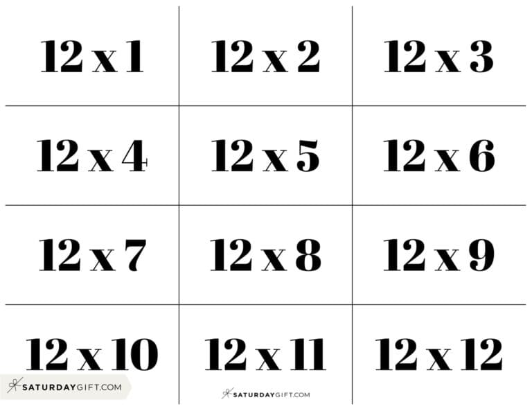 Free Printable Multiplication Flash Cards | SaturdayGift