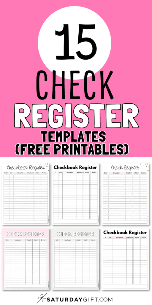 Printable Check Register - Free Checkbook Register Templates