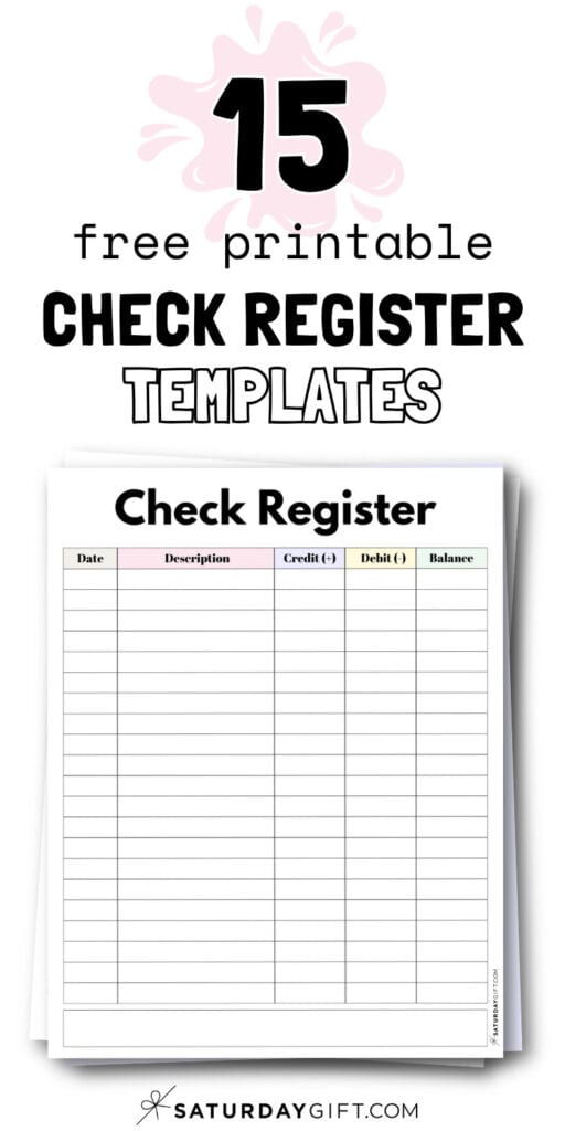 Printable Check Register - Free Checkbook Register Templates